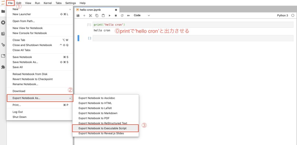 Macのcronでpython fileを実行 (print, csv fileの出力, seleniumによるwebbrowserの起動)